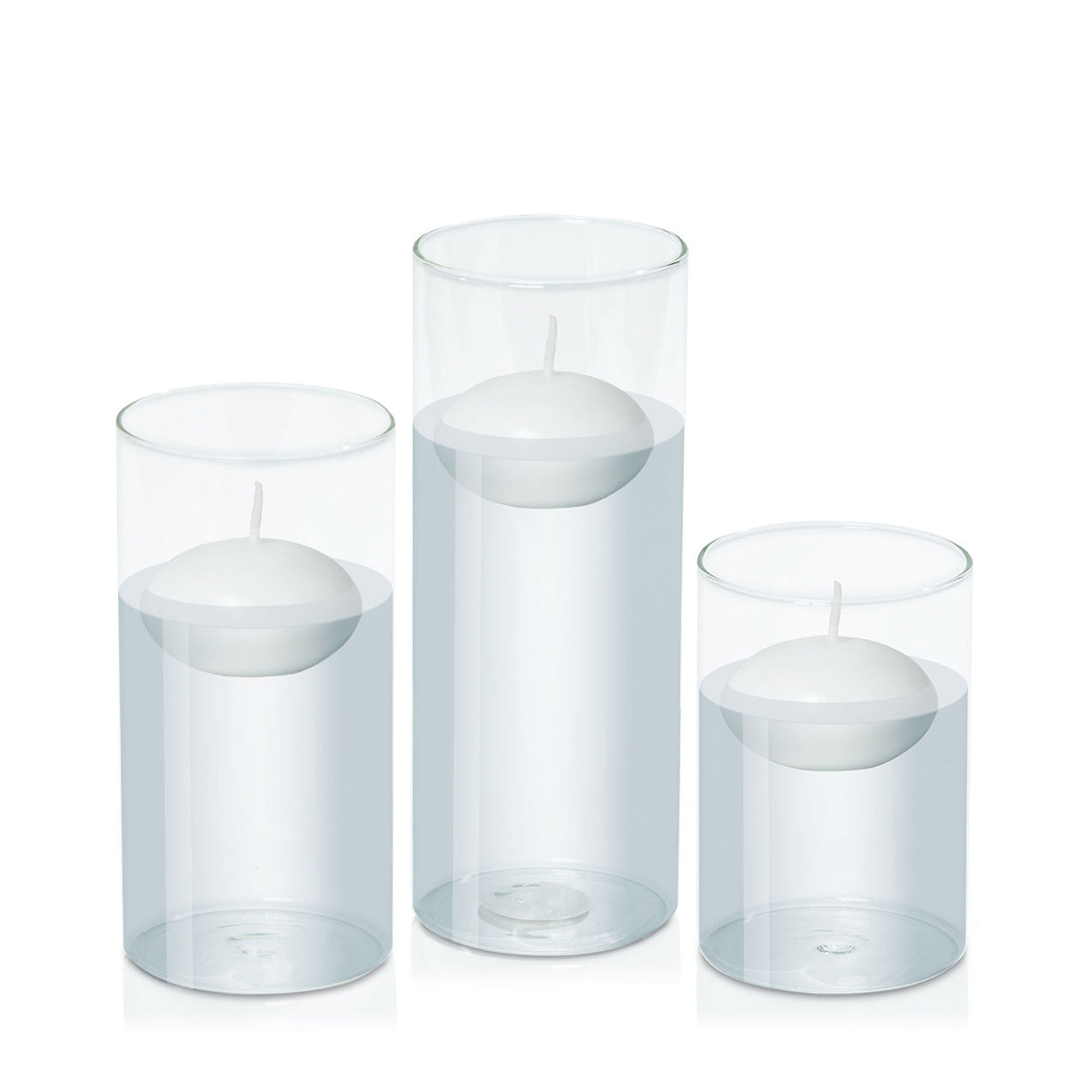 White 8cm Event Floating Candle in 10cm Glass - Med – Hueseeka
