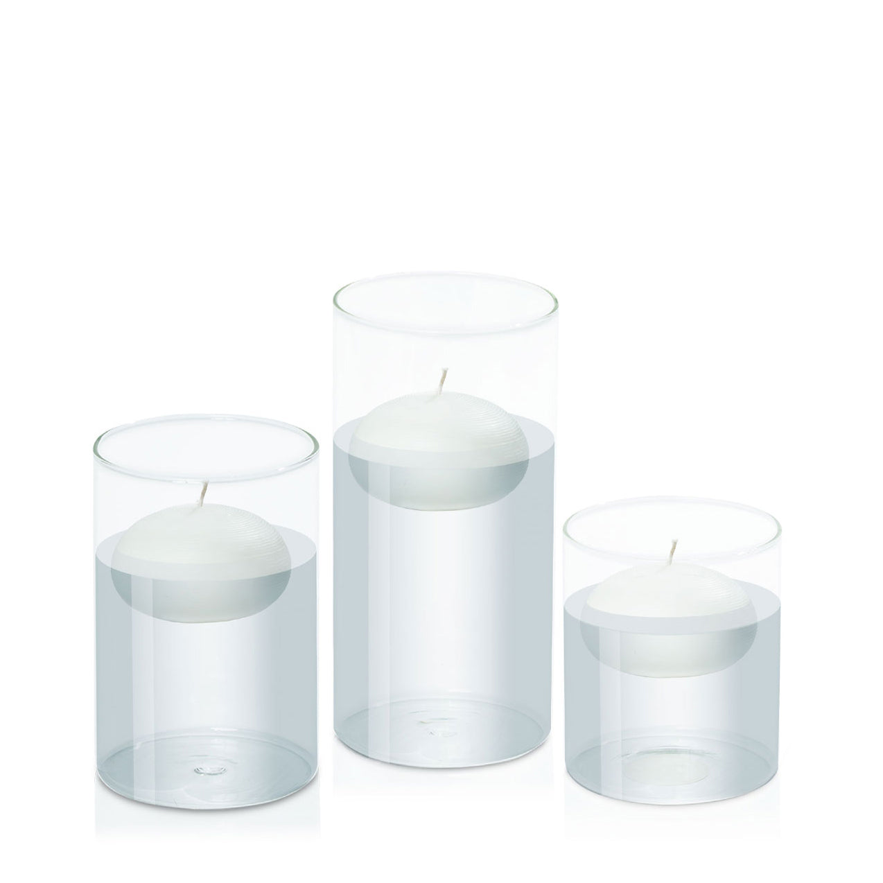 White 7.5cm Floating Candle in 10cm Glass Set - Sm – Hueseeka