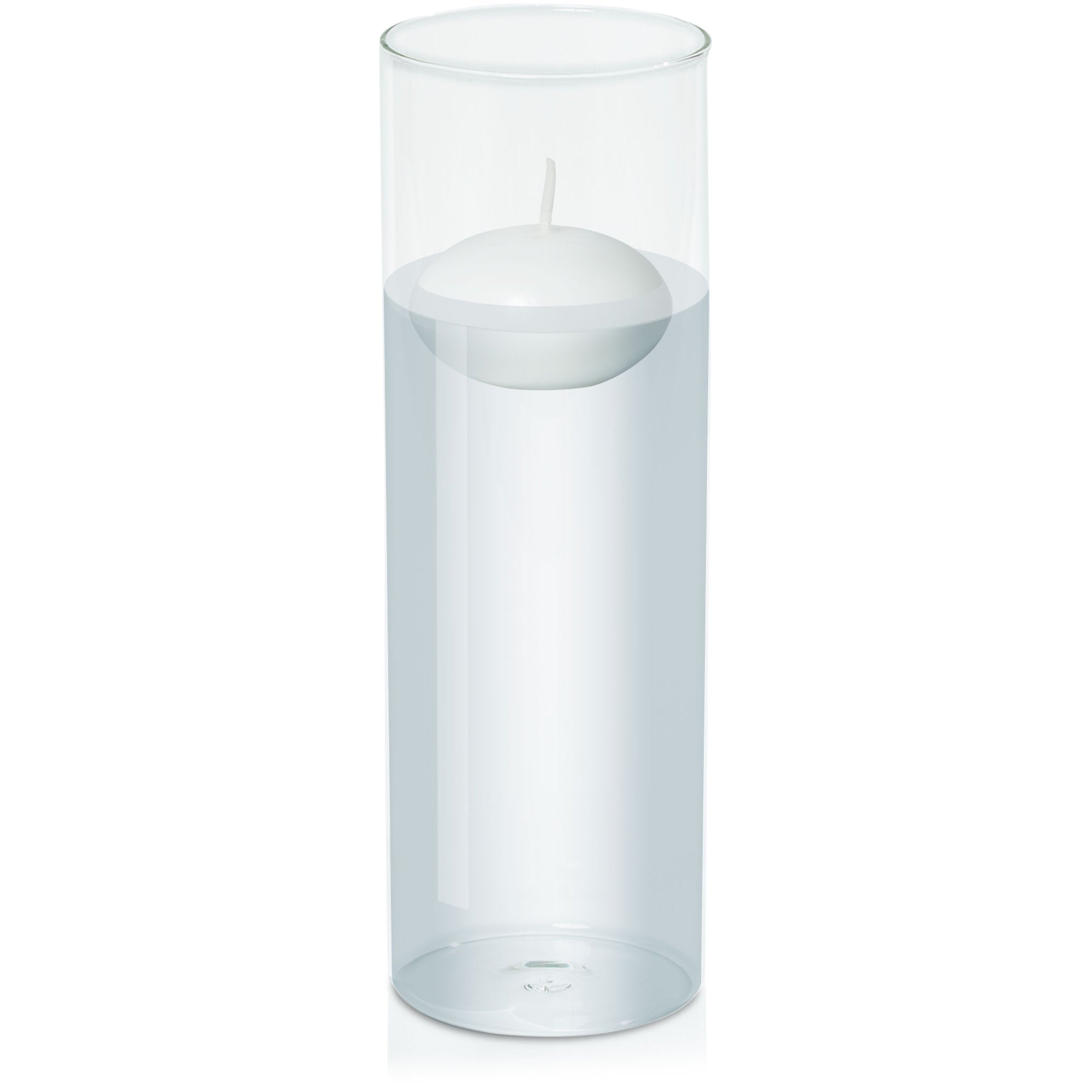 White 8cm Event Floating Candle in 10cm x 30cm Glass – Hueseeka