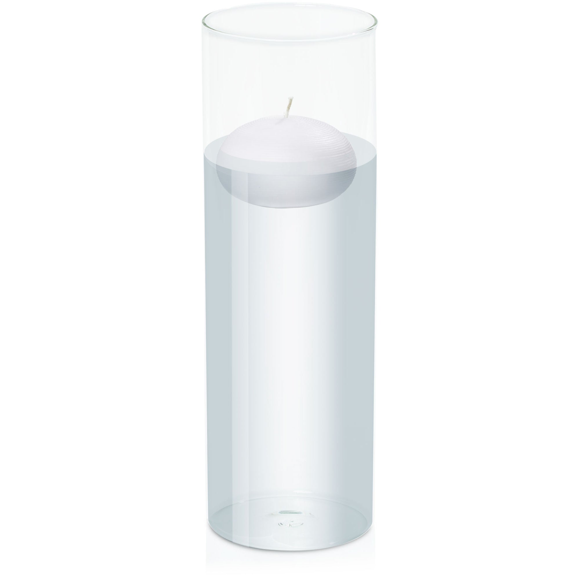 Silver Grey 7.5cm Floating Candle in 10cm x 30cm Glass – Hueseeka
