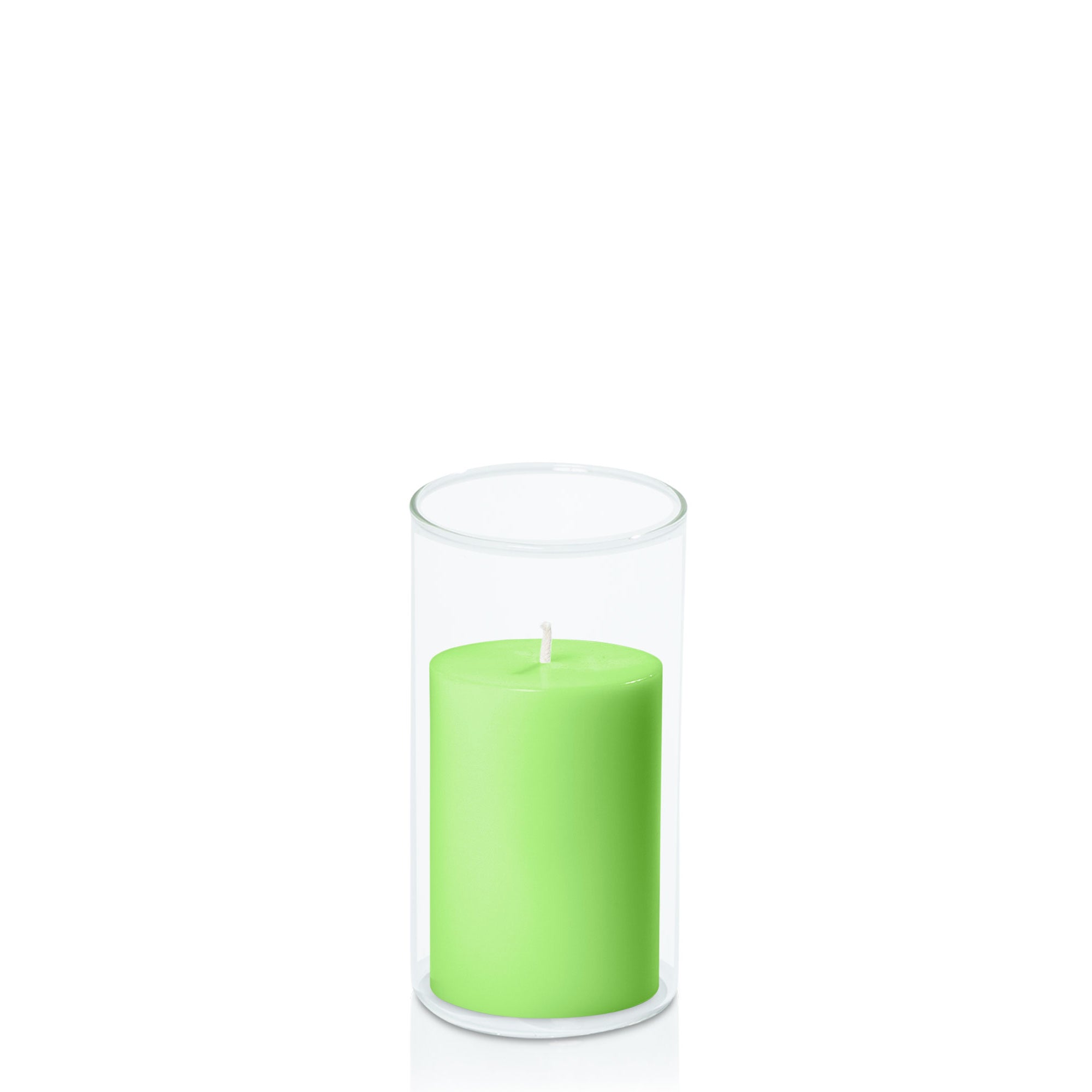 Lime 7cm x 10cm Pillar in 8cm x 15cm Glass – Hueseeka