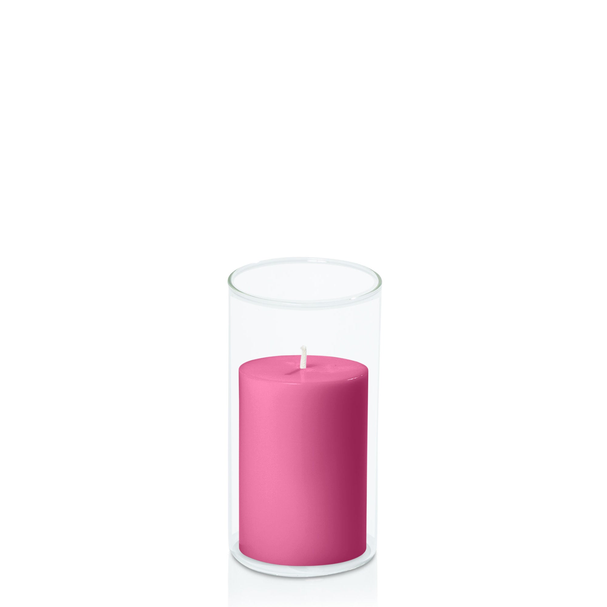 Magenta 7cm x 10cm Pillar in 8cm x 15cm Glass – Hueseeka
