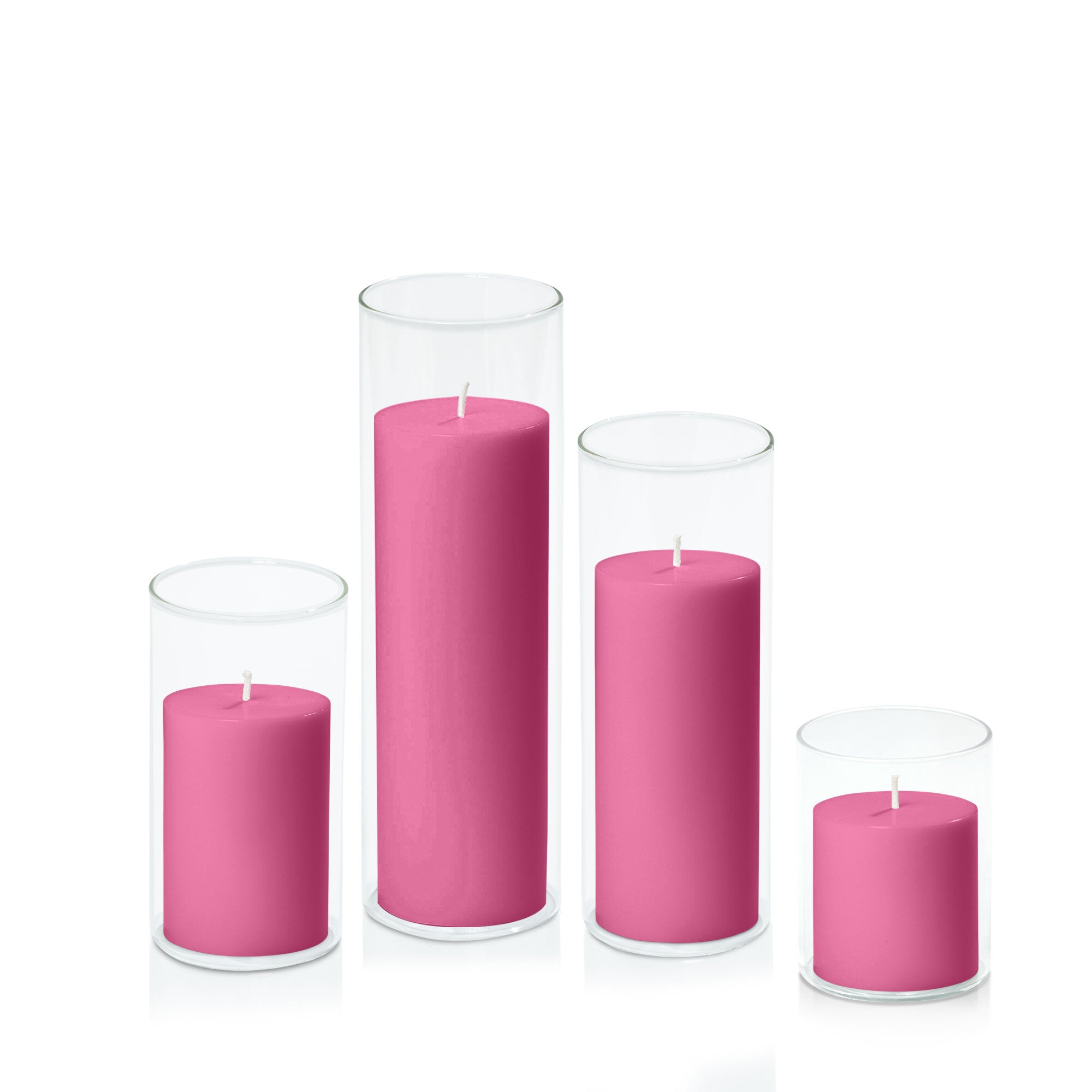 Magenta 7cm Pillar in 8cm Glass Set - Sm – Hueseeka