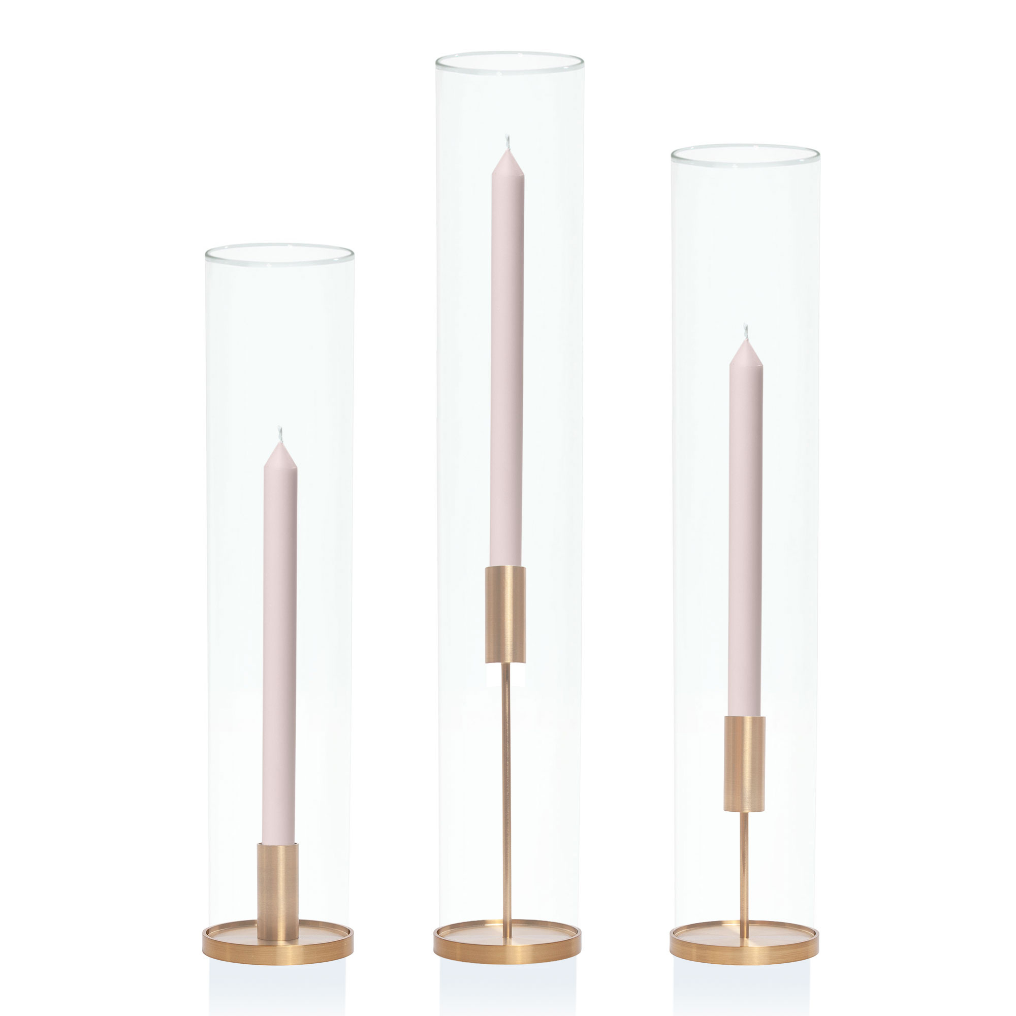 Antique Pink 30cm Dinner Candles with Gold Metal Holders and Sleeves T ...