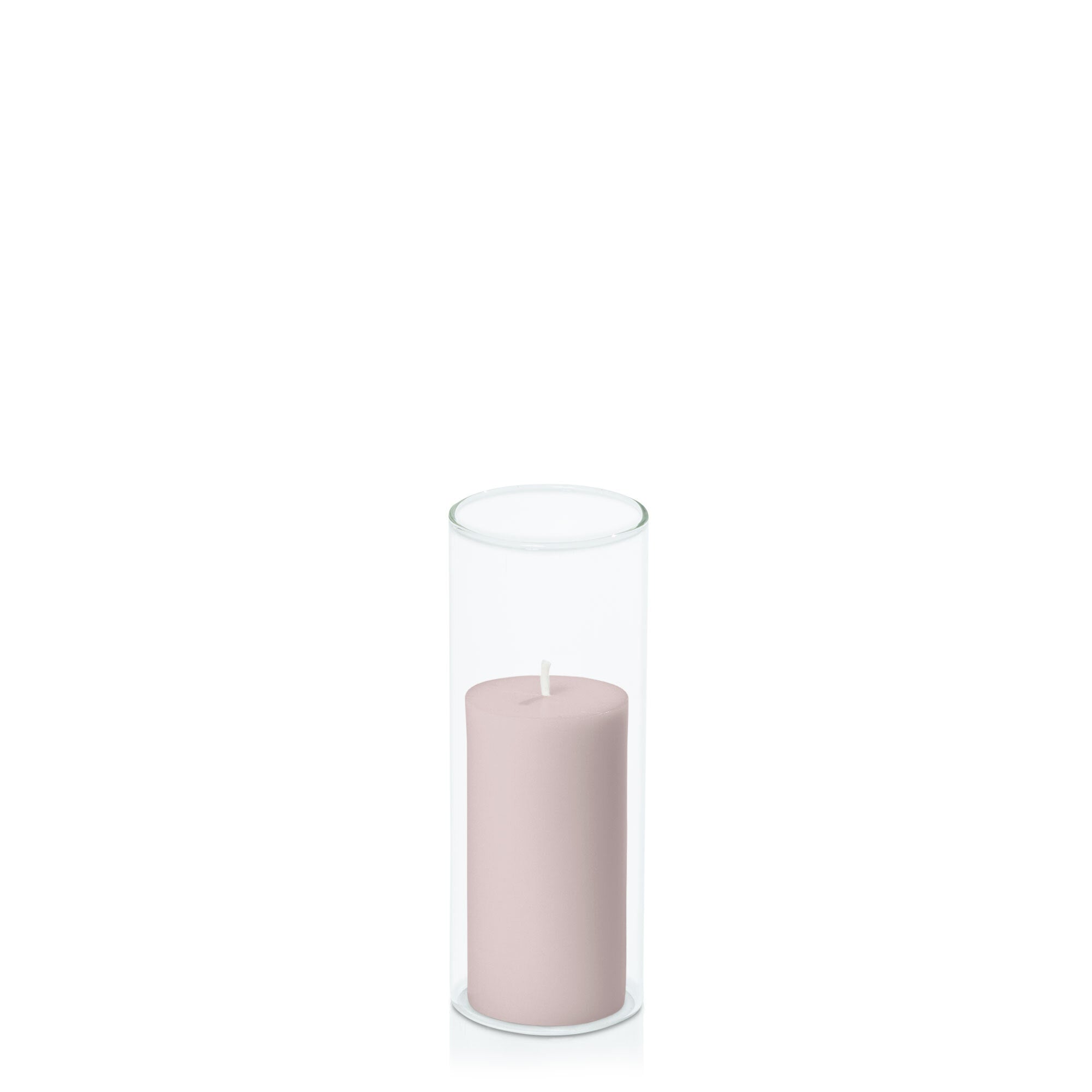 Antique Pink 5cm x 10cm Pillar in 5.8cm x 15cm Glass – Hueseeka