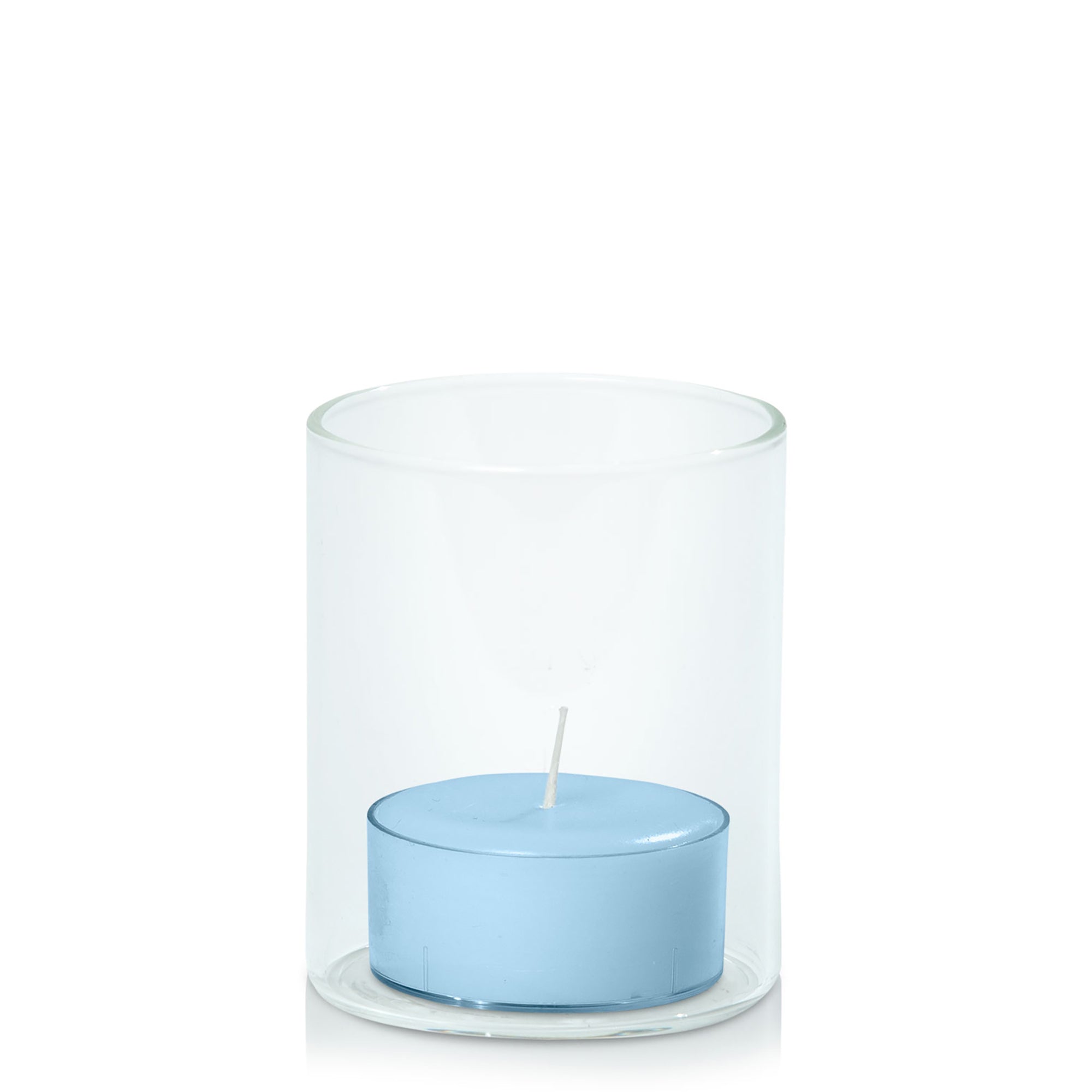 Pastel Blue Tealight in 5.8cm x 7cm Glass – Hueseeka